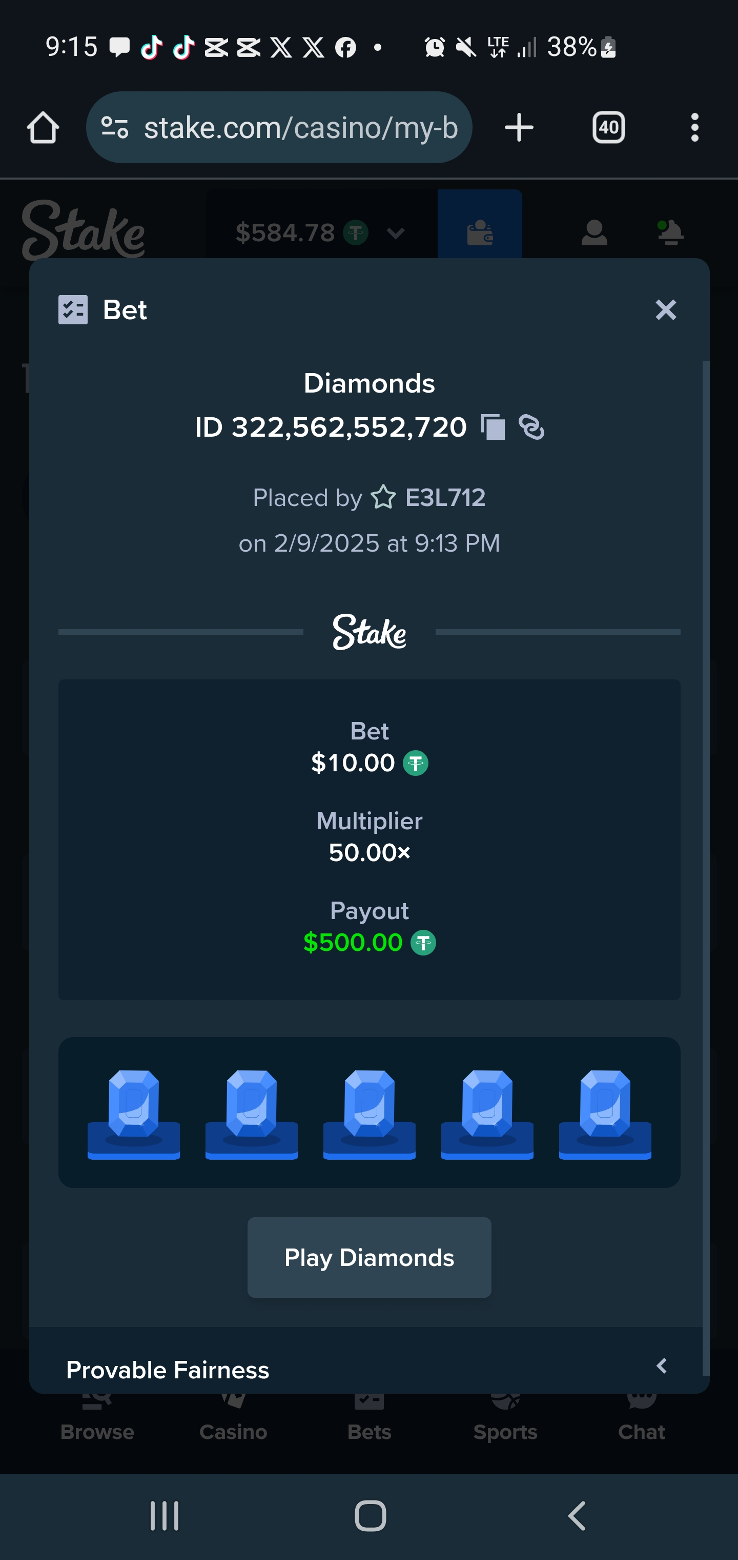 any one hit 50x on diamond - Stake Originals - Stake Forum